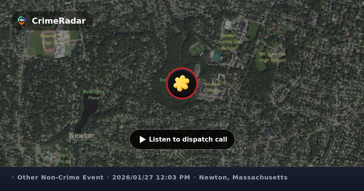 Engine responds to possible water issue on Mill St, Newton MA | CrimeRadar