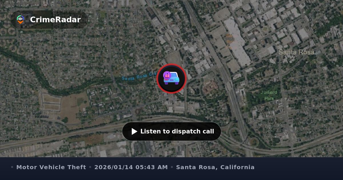 Apparent vehicle theft near Pearson Street, Santa Rosa CA | CrimeRadar