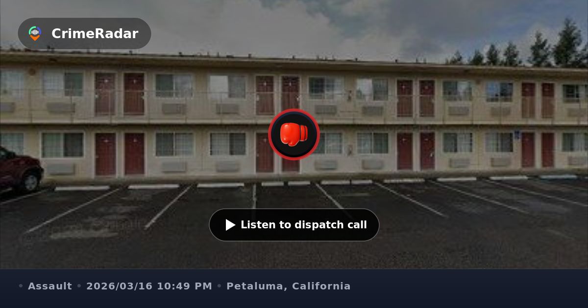 Person punched in chest at Montero Way motel, Petaluma CA | CrimeRadar