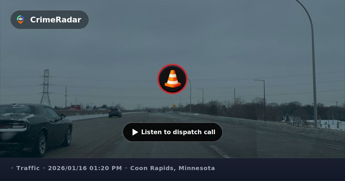 Injury crash reported near University Avenue, Coon Rapids MN | CrimeRadar