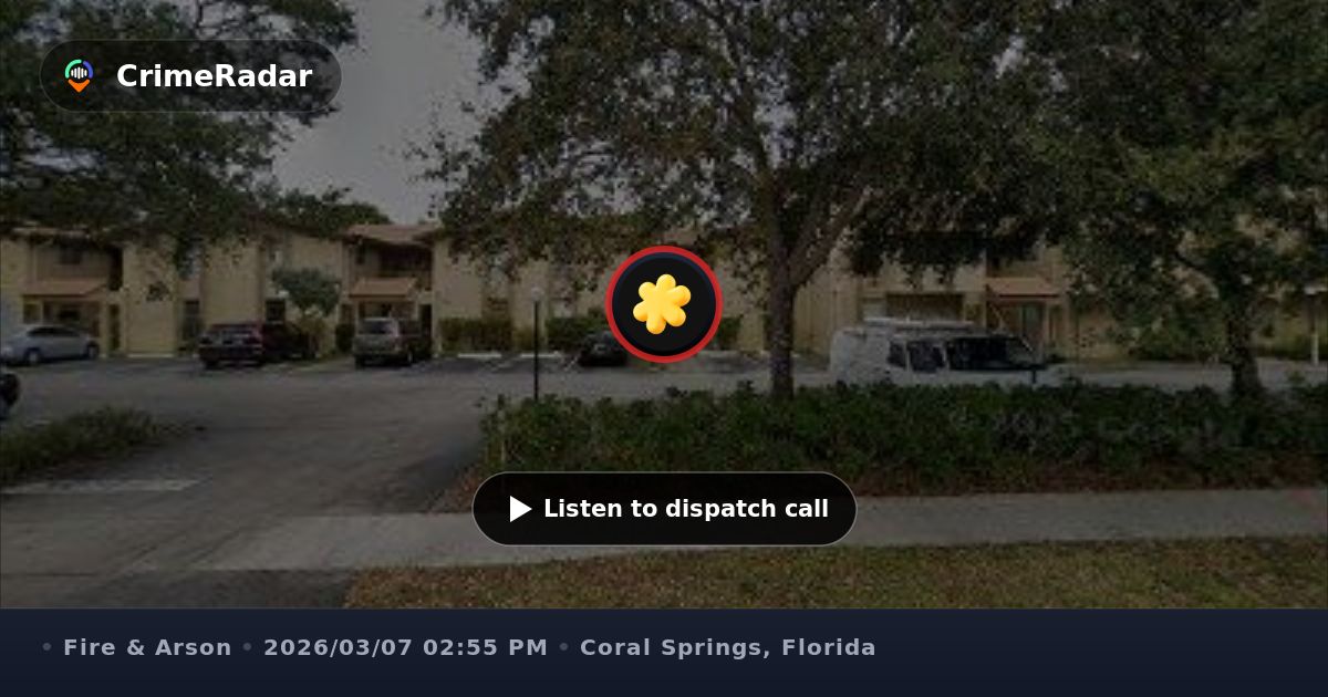 Caller waiting outside burning building, Coral Springs FL | CrimeRadar