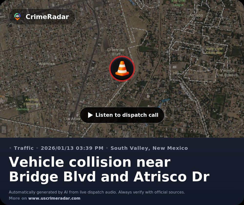 Vehicle collision near Bridge Blvd and Atrisco Dr, South Valley NM ...