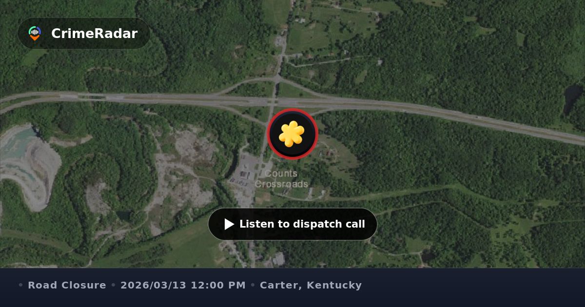 Tree blocking roadway on KY-182 near Carter, Carter County KY | CrimeRadar