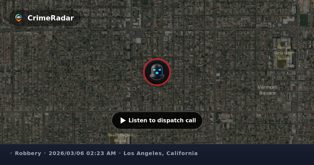Armed robbery near school on West 46th Street, Los Angeles CA | CrimeRadar