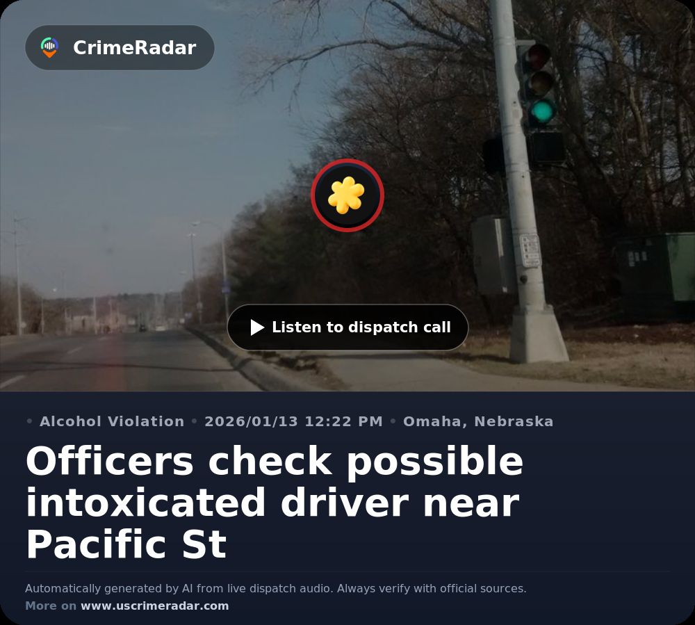 Officers check possible intoxicated driver near Pacific St, Omaha NE ...