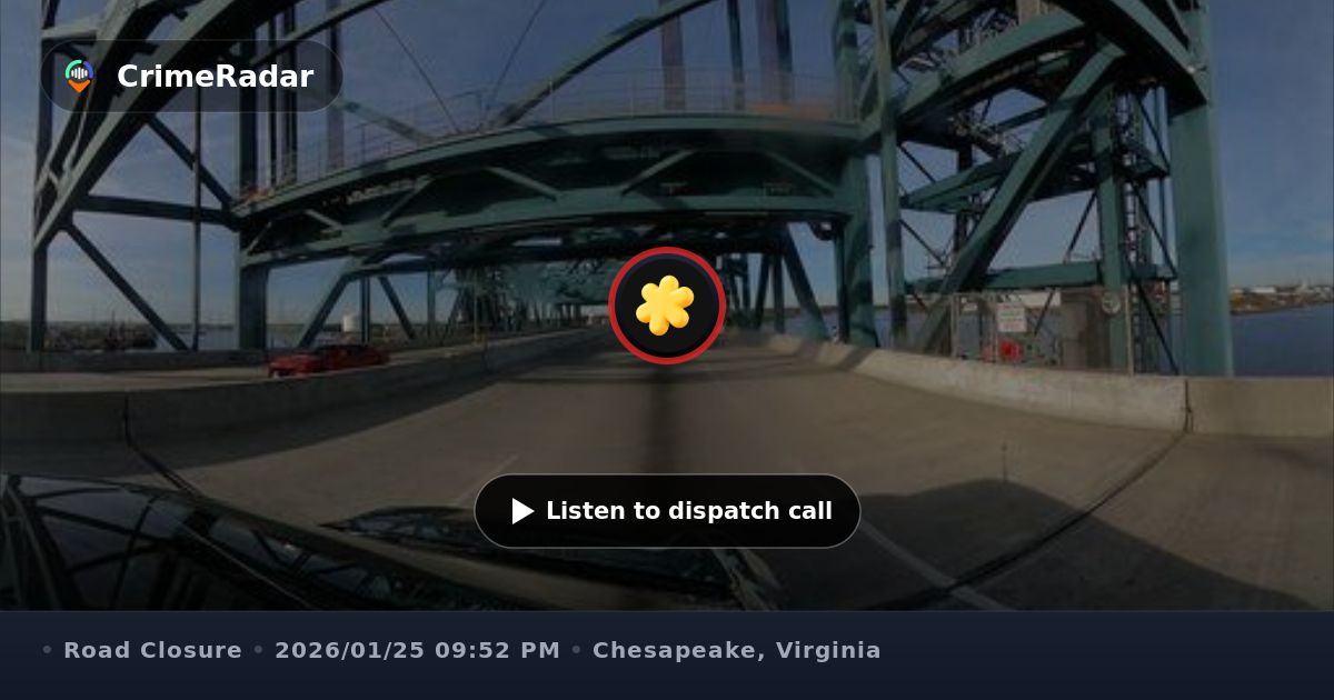 Bridge malfunction affects transport route, Chesapeake VA | CrimeRadar