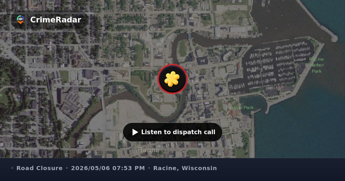 Police blocking traffic at Center and Washington, Racine WI | CrimeRadar