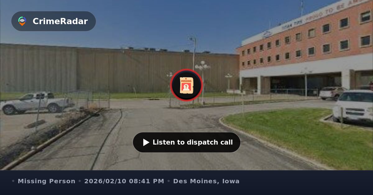 Officers document report of missing person, Des Moines IA | CrimeRadar