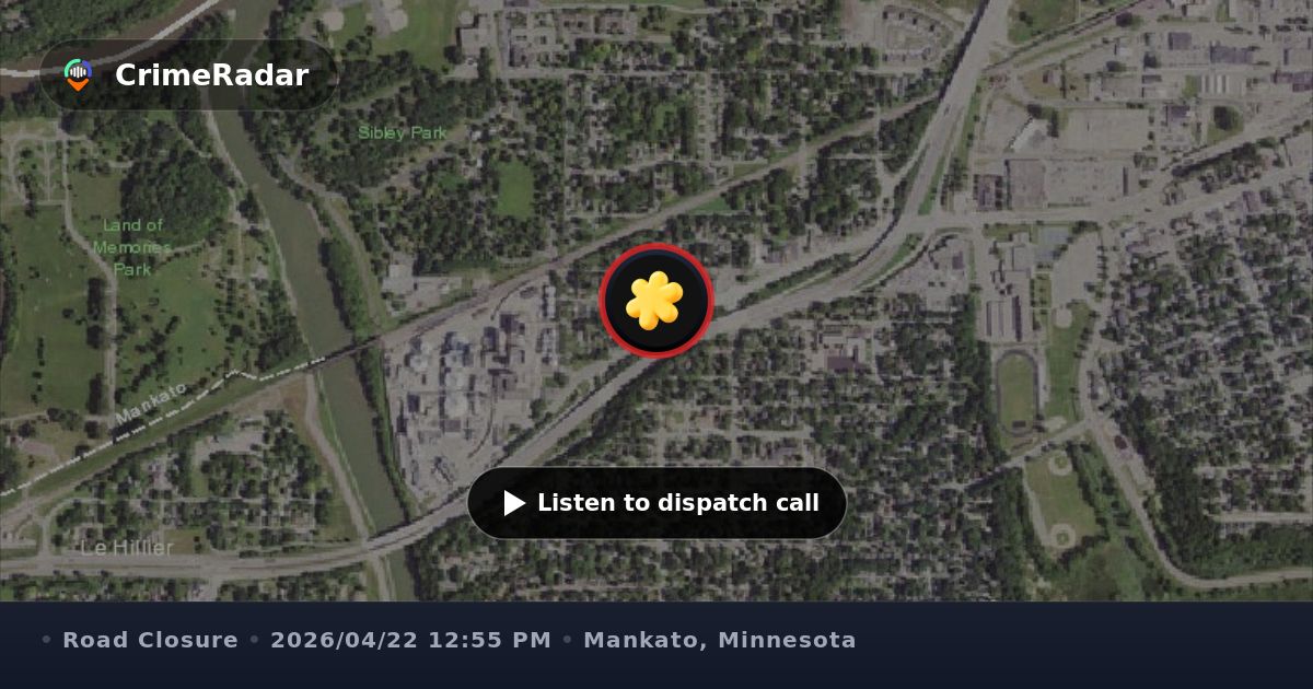 Traffic lane closure near railroad and river bridges, Mankato MN ...