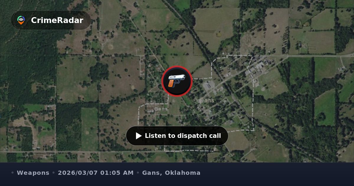 Report of possible fireworks or gunshots heard, Gans OK | CrimeRadar