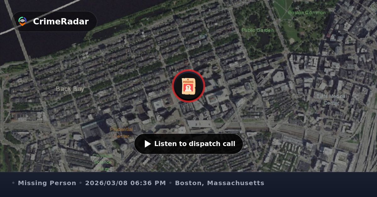 Missing person found on Tremont Street, Boston MA | CrimeRadar