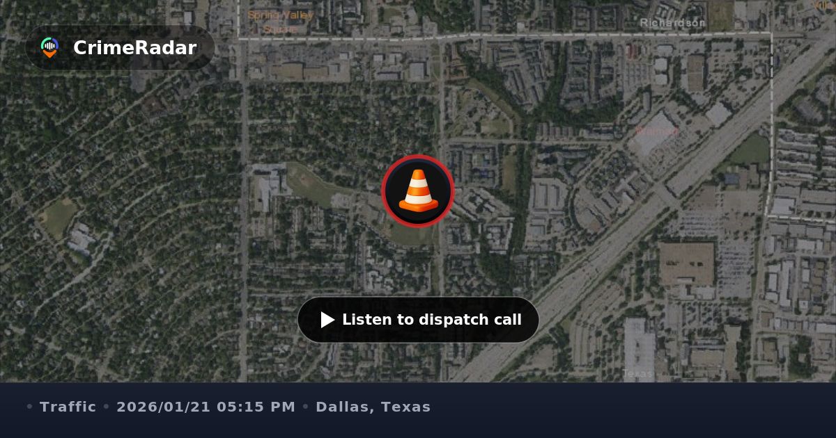 Minor traffic accident near Lyndon B Johnson Fwy, Dallas TX | CrimeRadar