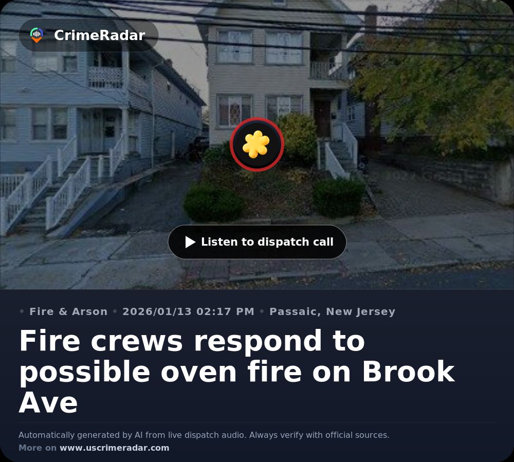 Fire crews respond to possible oven fire on Brook Ave, Passaic NJ ...