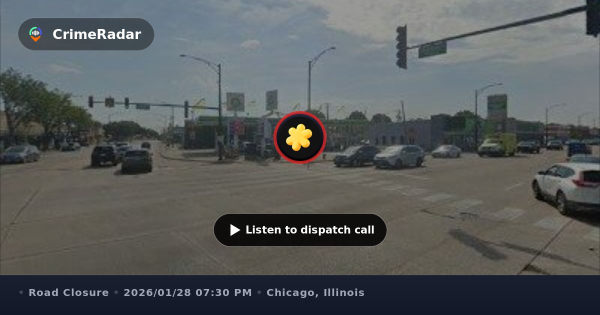 Traffic rerouted on Higgins and Harlem due to blockage, Chicago IL ...