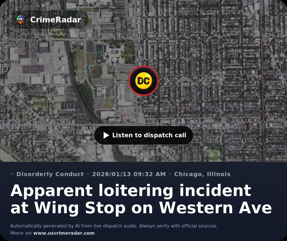 Apparent loitering incident at Wing Stop on Western Ave, Chicago IL ...