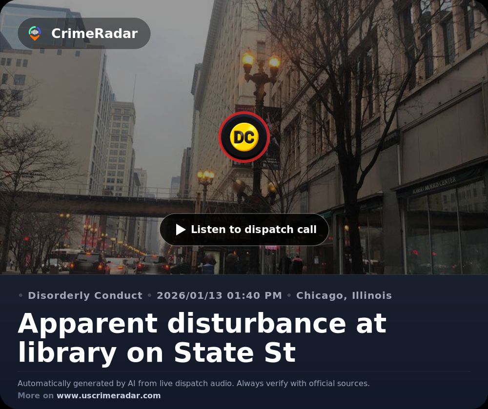 Apparent disturbance at library on State St, Chicago IL | CrimeRadar