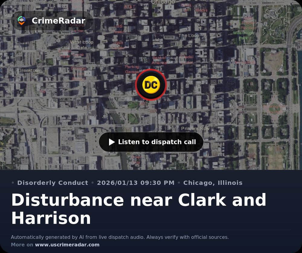 Disturbance near Clark and Harrison, Chicago IL | CrimeRadar