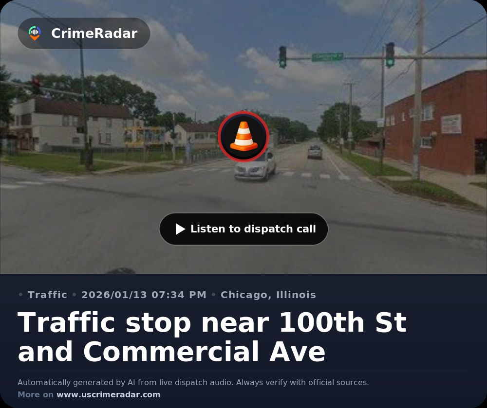 Traffic stop near 100th St and Commercial Ave, Chicago IL | CrimeRadar