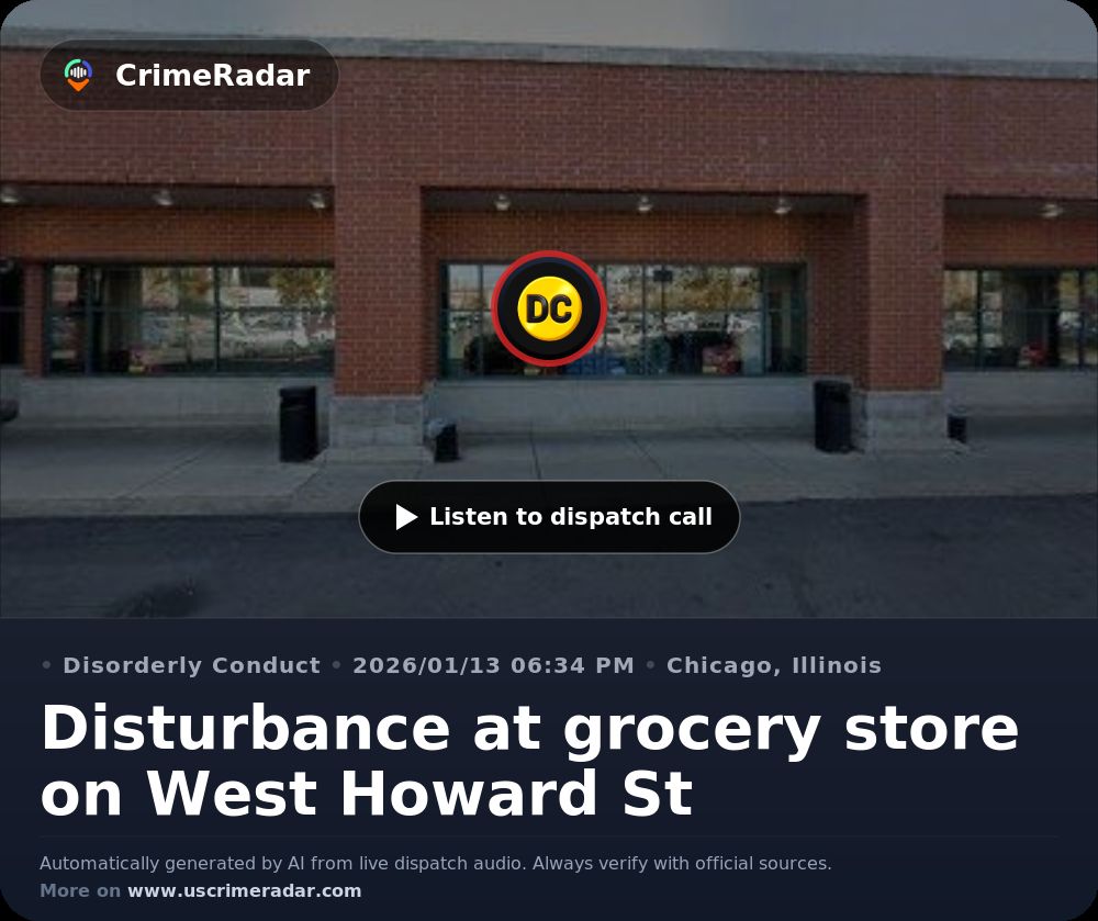 Disturbance at grocery store on West Howard St, Chicago IL | CrimeRadar
