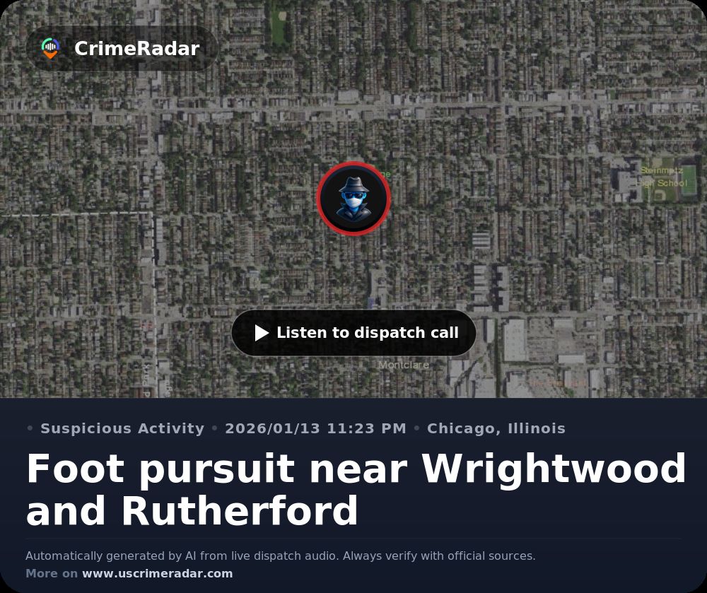 Foot pursuit near Wrightwood and Rutherford, Chicago IL | CrimeRadar