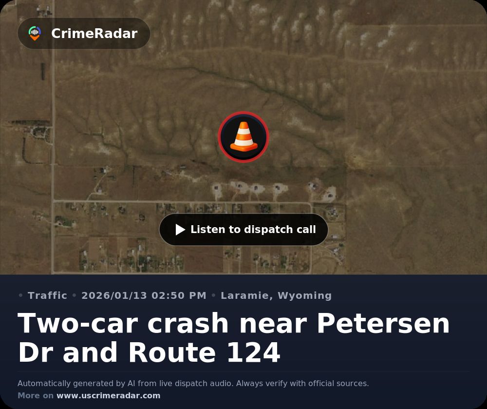 Two-car crash near Petersen Dr and Route 124, Laramie County WY ...
