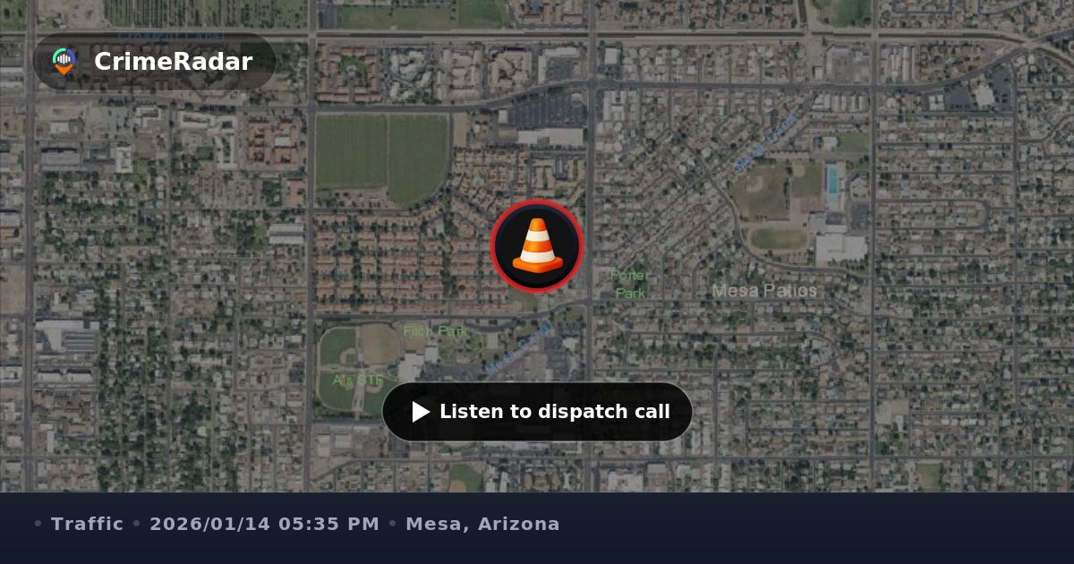 Traffic accident reported near University and Pomeroy, Mesa AZ | CrimeRadar