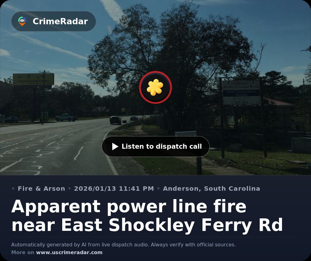 Apparent power line fire near East Shockley Ferry Rd, Anderson County ...