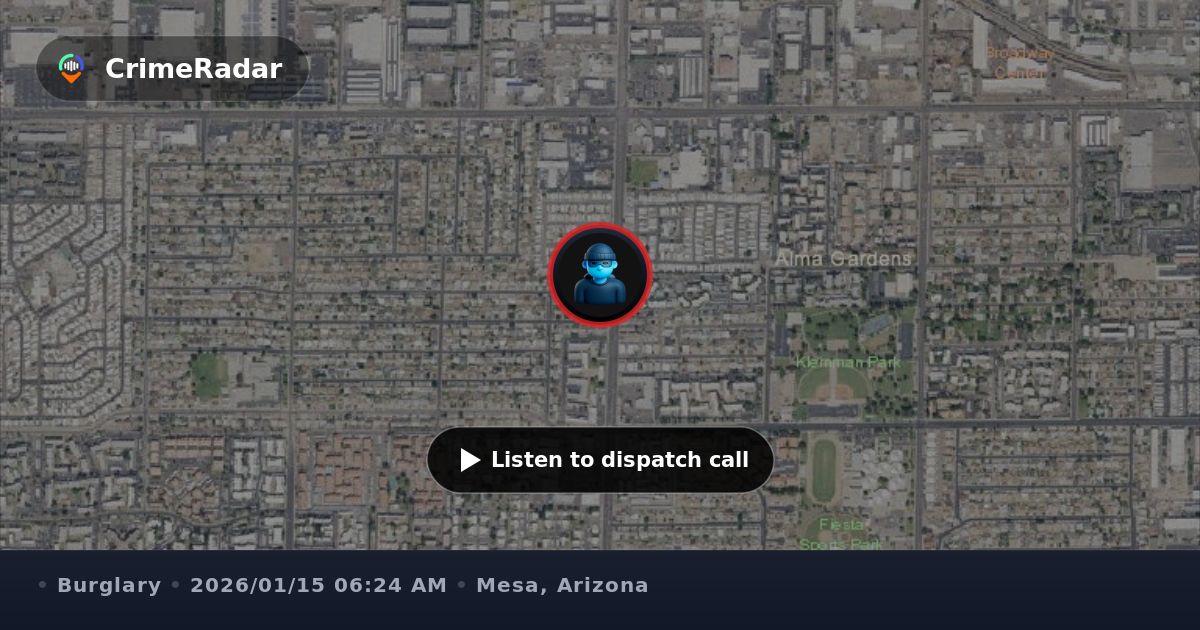 Burglary alarm sounds near Alma School Rd in Mesa, Mesa AZ | CrimeRadar