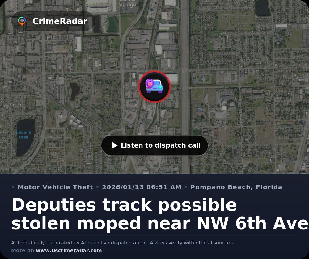 Deputies track possible stolen moped near NW 6th Ave, Pompano Beach FL ...