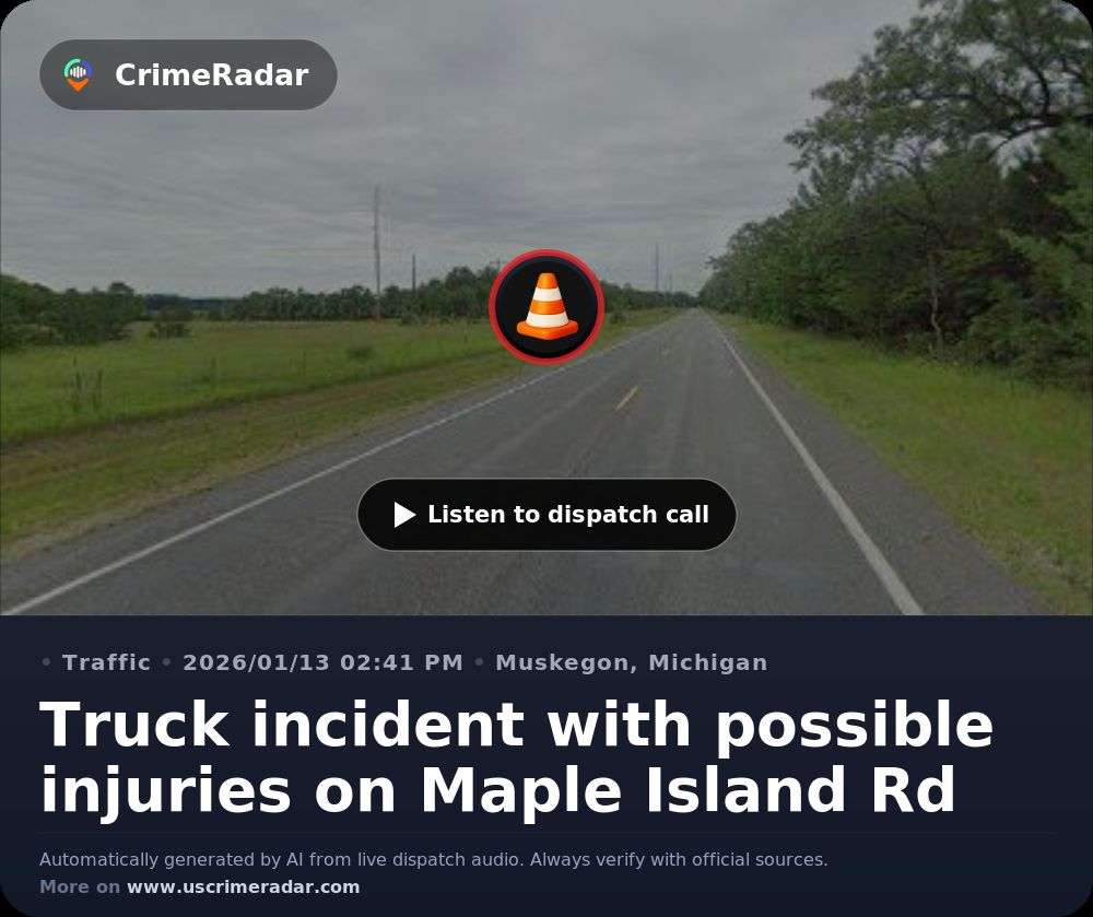 Truck incident with possible injuries on Maple Island Rd, Muskegon ...