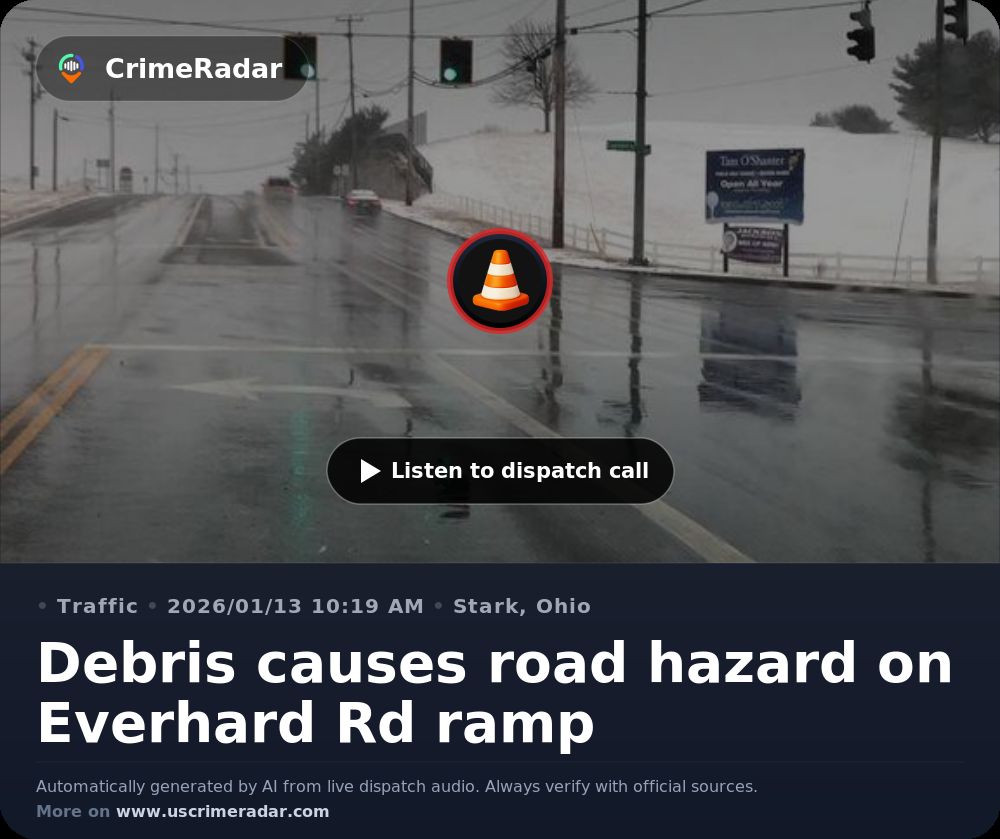 Debris causes road hazard on Everhard Rd ramp, Stark County OH | CrimeRadar