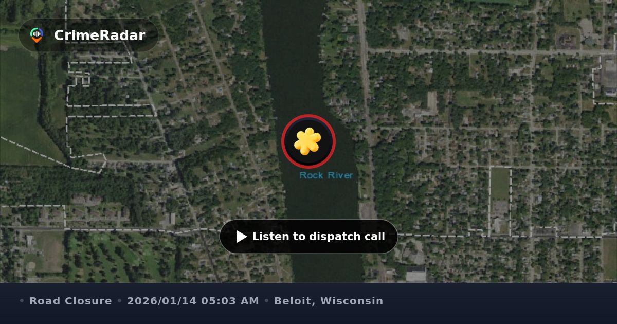 Tree branch blocking road near Riverside Drive, Beloit WI | CrimeRadar