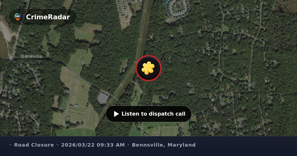 Tree down reported on Billingsley Road, Bennsville MD | CrimeRadar