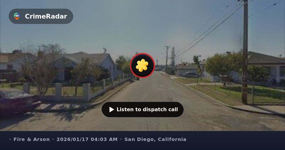 Small dumpster fire near Oregon St and Ash Dr, San Diego CA | CrimeRadar