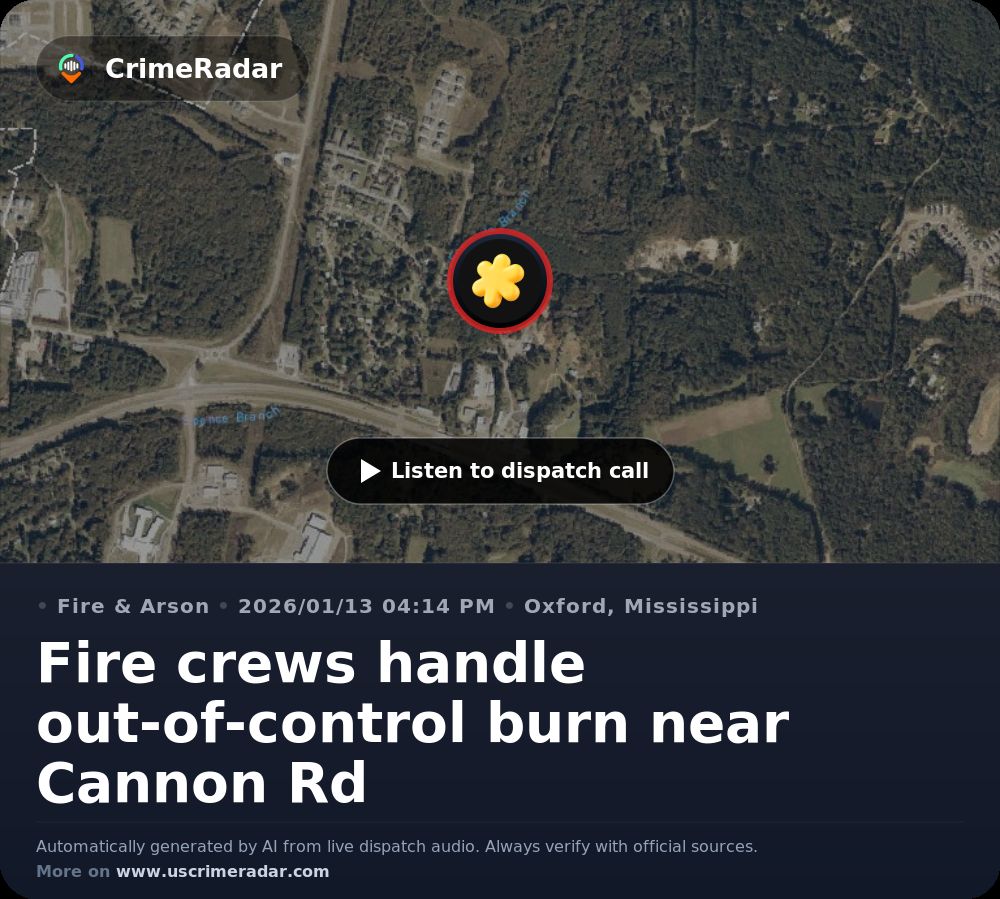 Fire crews handle out-of-control burn near Cannon Rd, Oxford MS ...