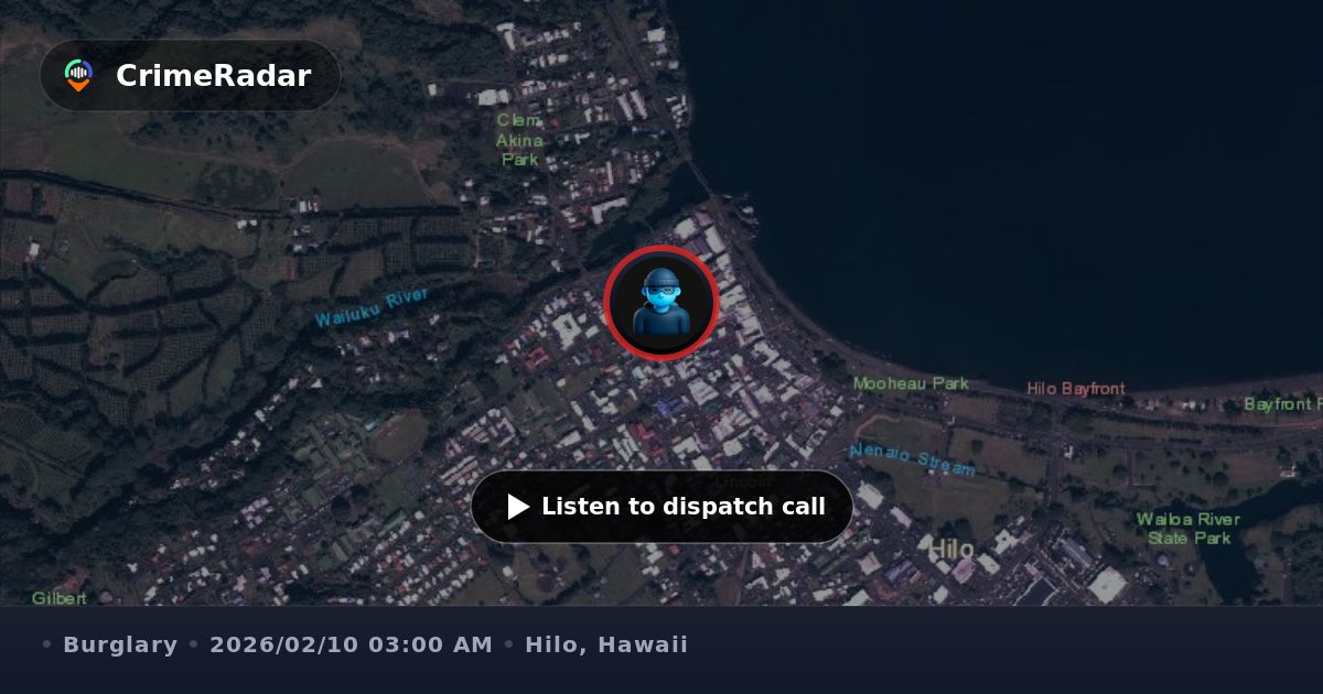 Burglary alarm reported near Mamo St in Hilo, Hilo HI | CrimeRadar
