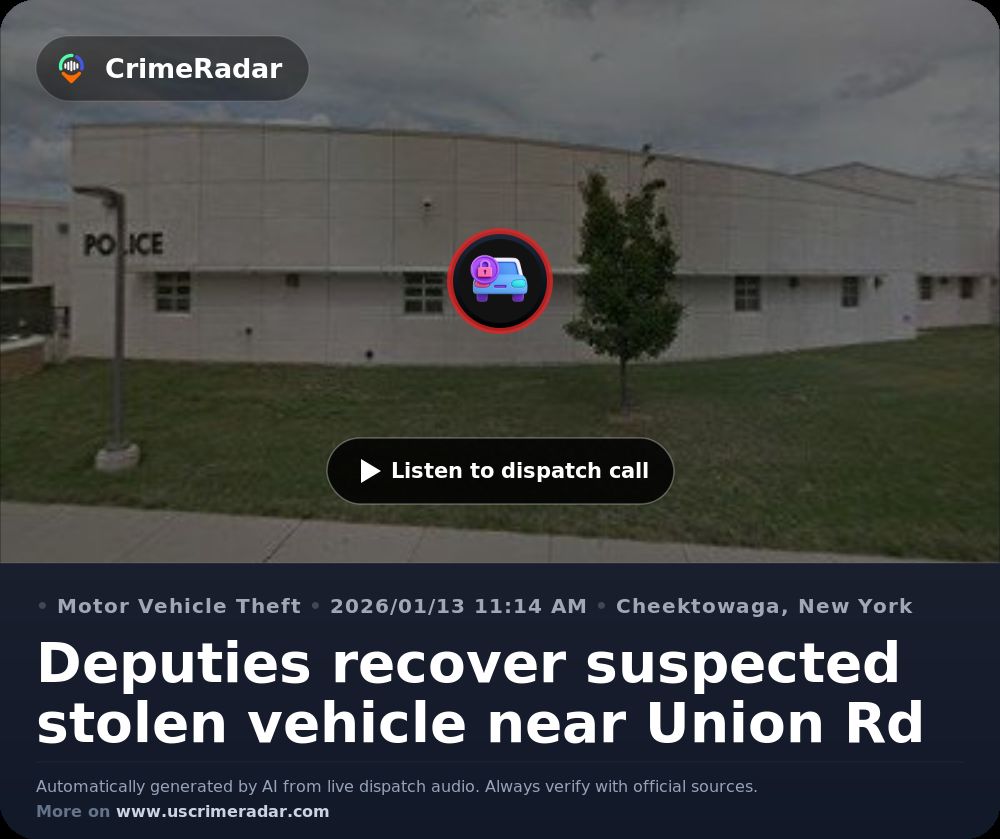 Deputies recover suspected stolen vehicle near Union Rd, Cheektowaga NY ...