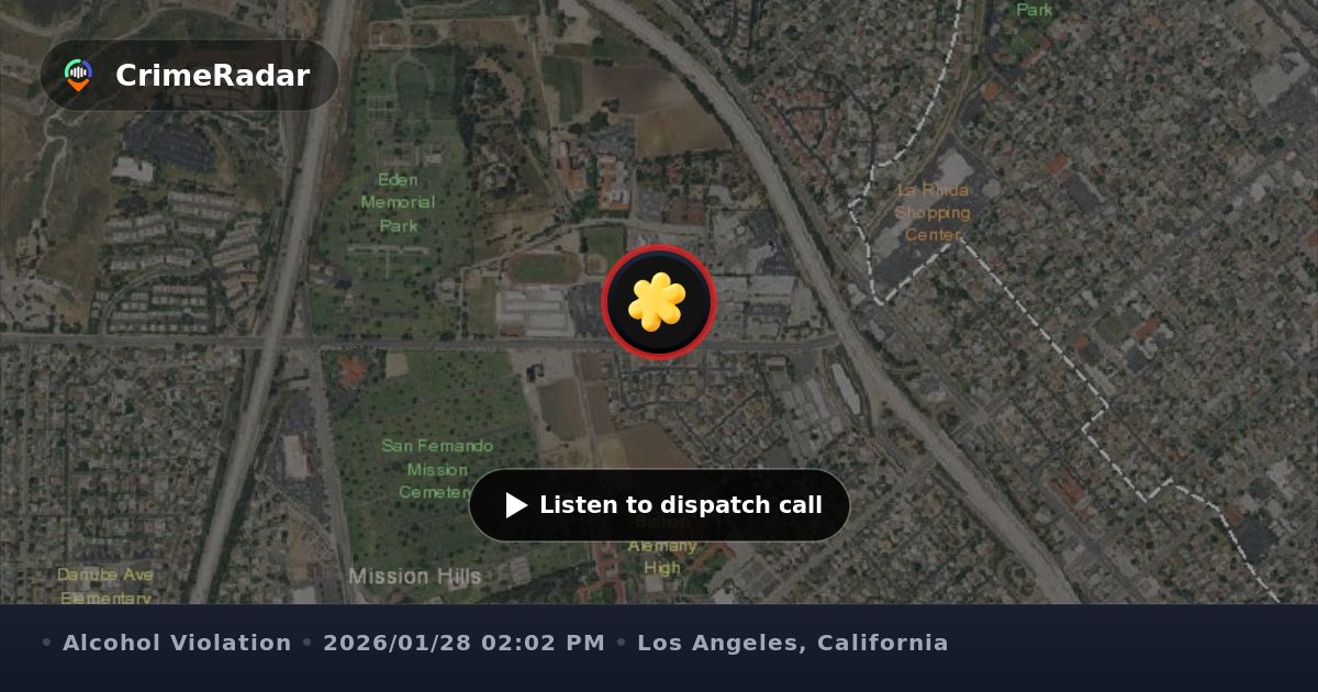 Possible DUI incident near Brand Park, Los Angeles CA | CrimeRadar