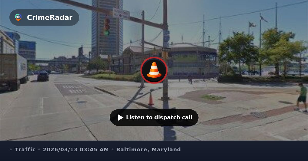 Two-vehicle crash at Calvert and Pratt streets, Baltimore MD | CrimeRadar