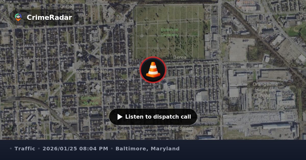 Two vehicles collide near Ashland Avenue, Baltimore MD | CrimeRadar