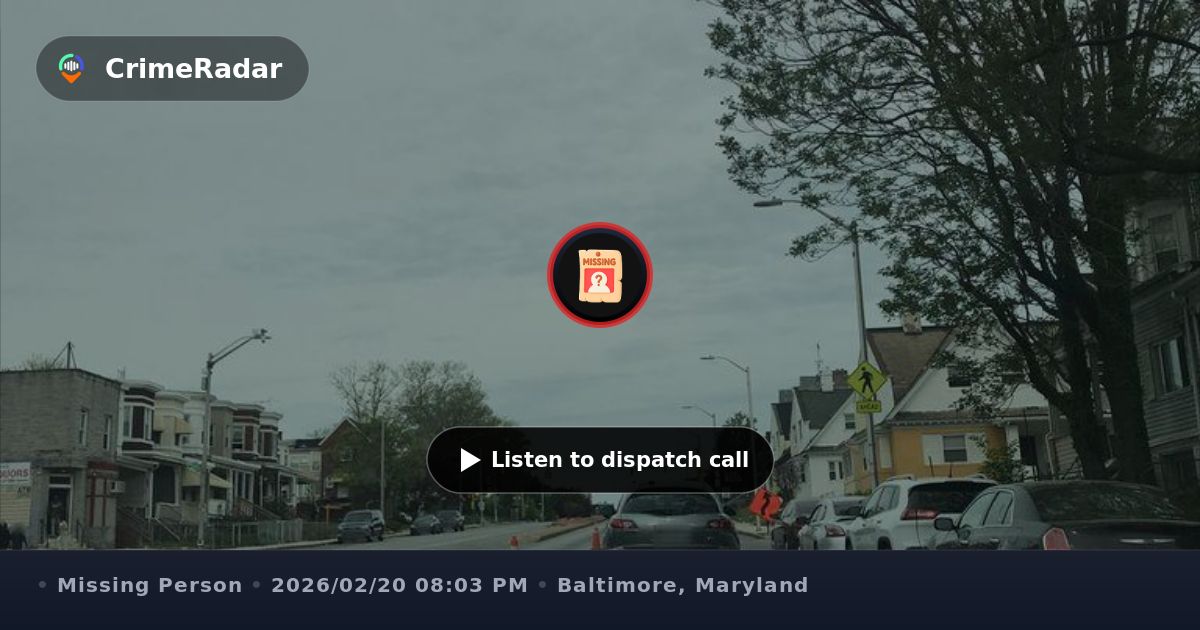 Officer on scene for missing person report, Baltimore MD | CrimeRadar