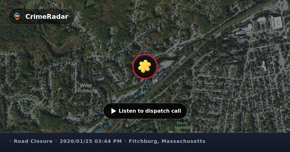 Road blocked by debris on Hannigan Ct, Fitchburg MA | CrimeRadar
