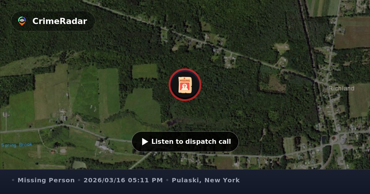 Runaway juvenile reported on Peck Road in Richland, Pulaski NY | CrimeRadar