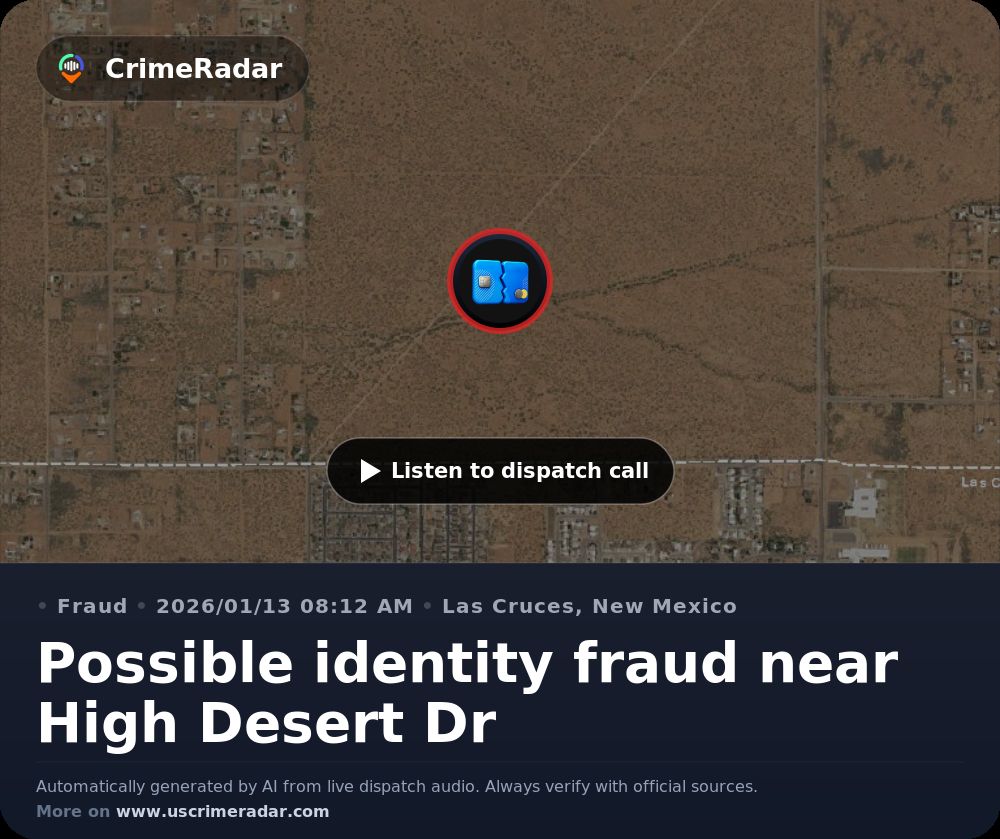 Possible identity fraud near High Desert Dr, Las Cruces NM | CrimeRadar