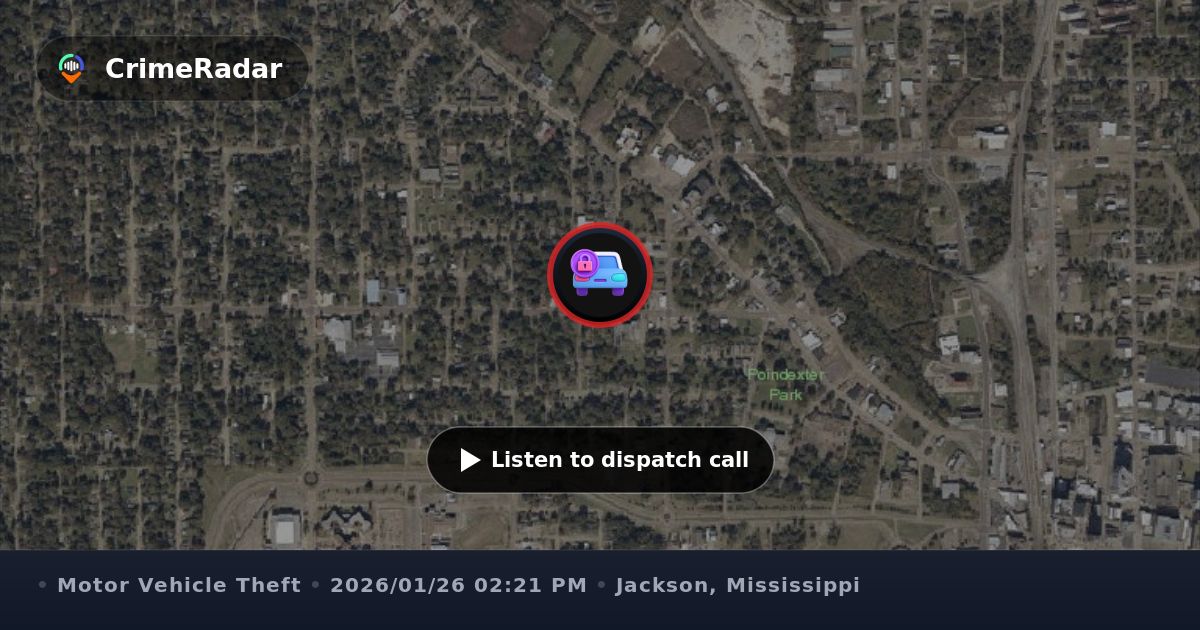 Stolen vehicle recovered near Magnolia St, Jackson MS | CrimeRadar