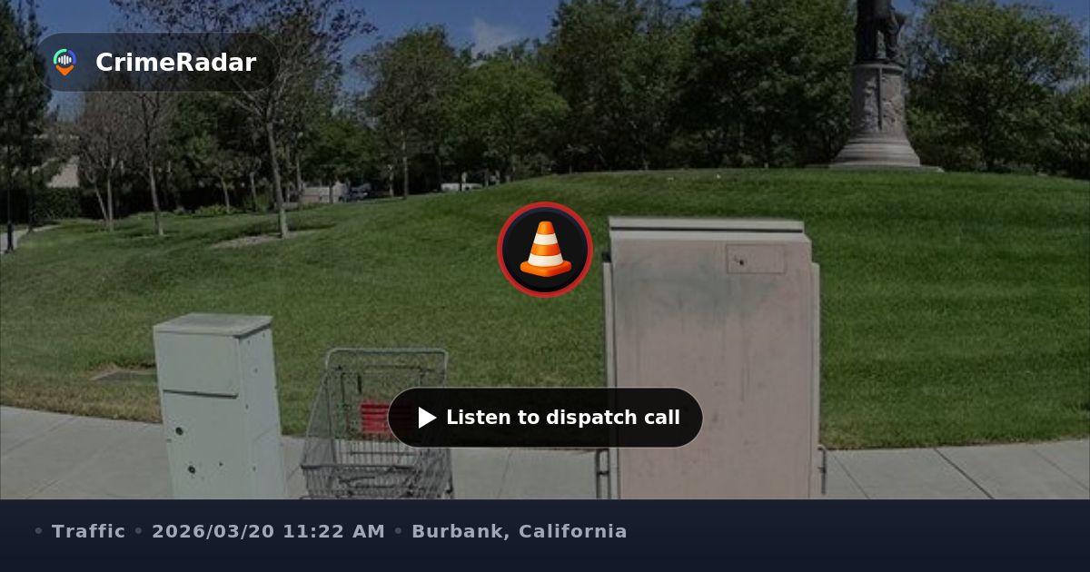 Large traffic cone blocking roadway at intersection, Burbank CA ...