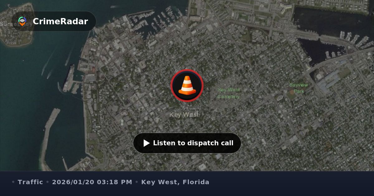Vehicle damages median near Key Haven, Key West FL | CrimeRadar