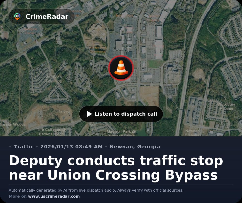 Deputy conducts traffic stop near Union Crossing Bypass, Newnan GA ...