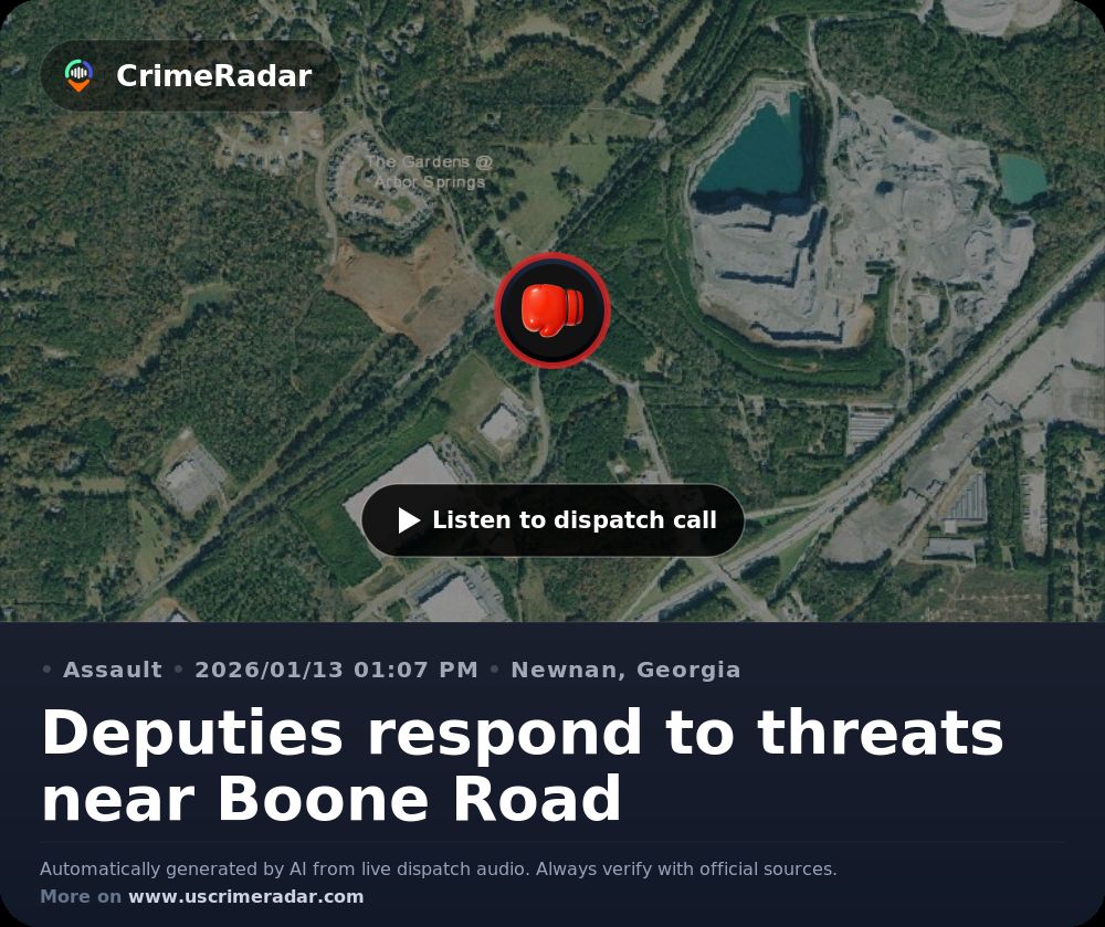 Deputies respond to threats near Boone Road, Newnan GA | CrimeRadar