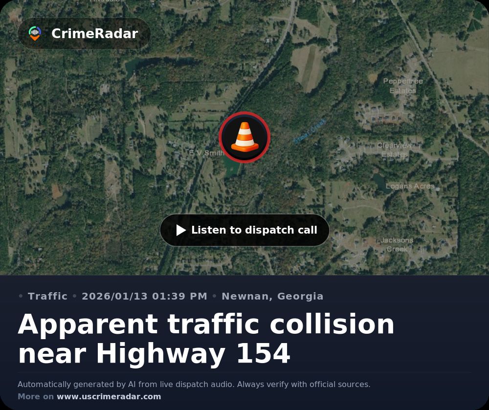 Apparent traffic collision near Highway 154, Newnan GA | CrimeRadar